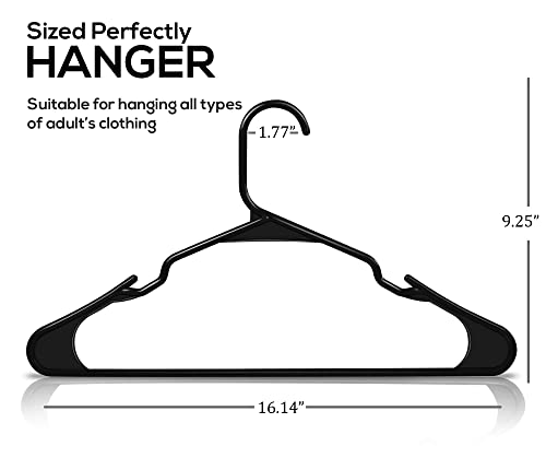 Utopia Home Plastic Hangers 100 Pack - Durable, Slim & Sleek Hangers with Shoulder Grooves - White & Black Clothes Hangers