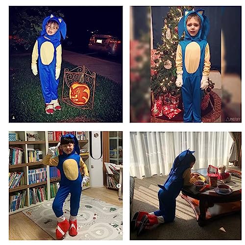 nezababy The Hedgehog Costume Boys Cartoons Jumpsuit Gloves Headpiece Outfit Kids Halloween Costume (Large)