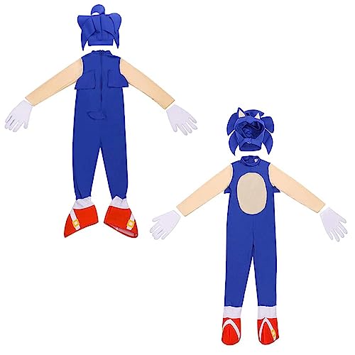 nezababy The Hedgehog Costume Boys Cartoons Jumpsuit Gloves Headpiece Outfit Kids Halloween Costume (Large)