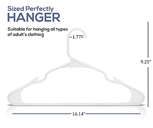 Utopia Home Plastic Hangers 100 Pack - Durable, Slim & Sleek Hangers with Shoulder Grooves - White & Black Clothes Hangers