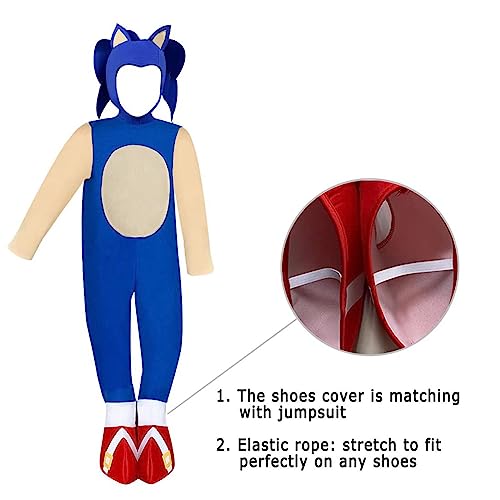nezababy The Hedgehog Costume Boys Cartoons Jumpsuit Gloves Headpiece Outfit Kids Halloween Costume (Large)