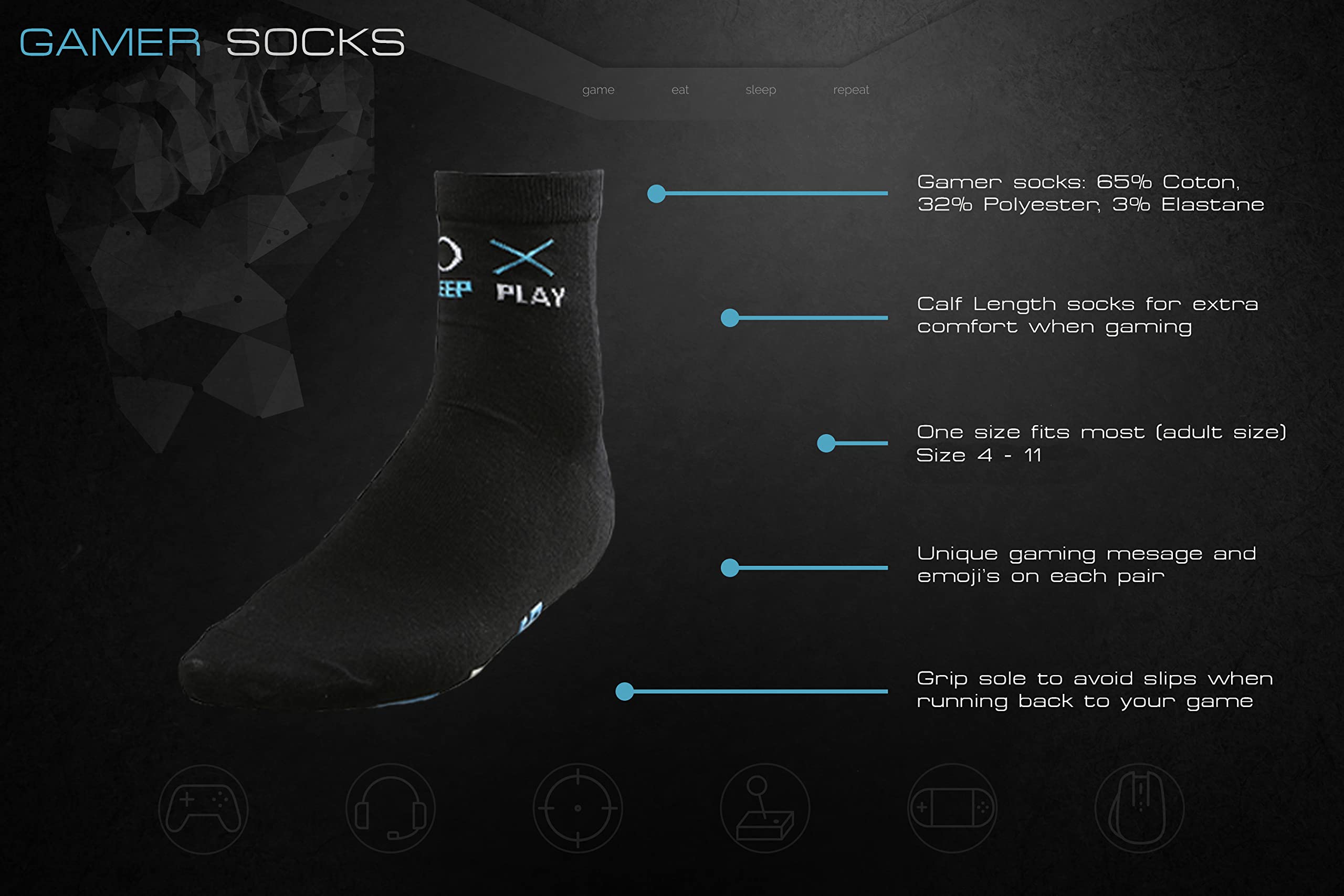 Gamer Socks, DND Gift Ideas, Best Gifts for Teenagers Boys, Presents, im Gaming Socks for Men (Blue Respawn)