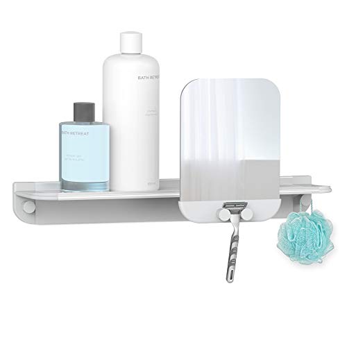 Better Living Products 11631 GLIDE Shower Shelf with Mirror, Grey