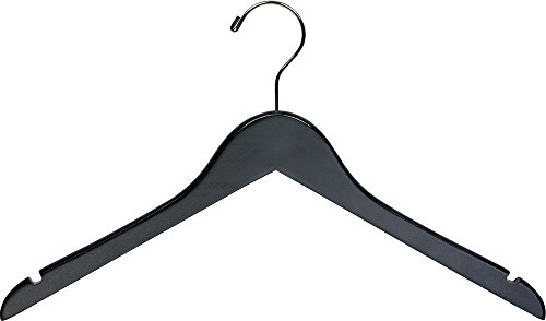 The Great American Hanger Company Wood Top Clothing Hangers, Box of 100, Black Finish