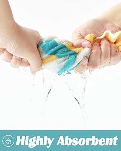Striped Washcloths 24 Pack 6-Color Bundle - Cotton Wash Cloths for Body and Face 13 x 13 Inches