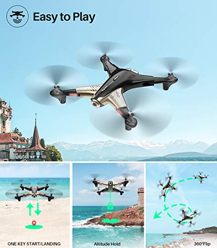 SYMA Drone with 1080P FPV Camera,Optical Flow Positioning,Tap Fly,Altitude Hold,Headless Mode,3D Flips,2 Batteries 40mins Flying UFO Remote Control Quadcopter for Kids Beginners