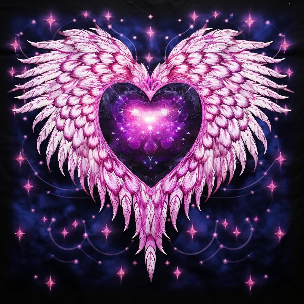 DIY 5D Full Drill Shining Angel Wing with Love Square Diamond Art Painting by Number Kits for Adults & Crystal Rhinestone Cross Stitch for Wall Decor Gift 30x30cm/11.8x11.8in