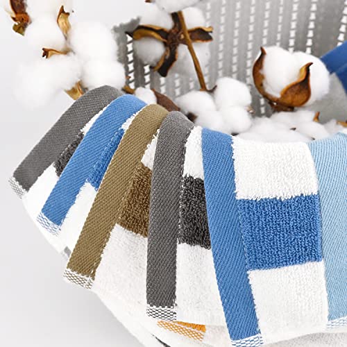 Striped Washcloths 24 Pack 6-Color Bundle - Cotton Wash Cloths for Body and Face 13 x 13 Inches