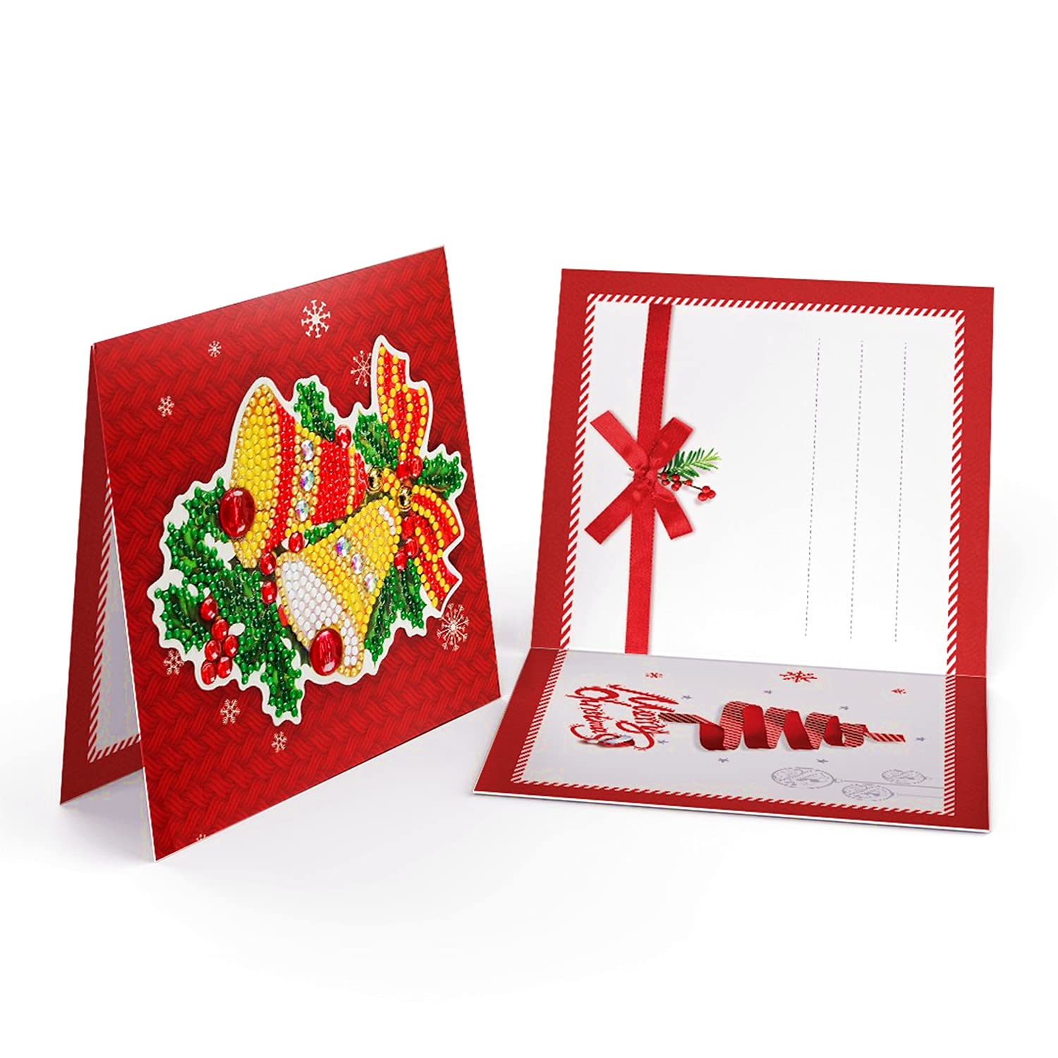 Huacan Christmas Cards 5D DIY Diamond Painting Round Drill Greeting Thank You Cards Creative 8 Packs
