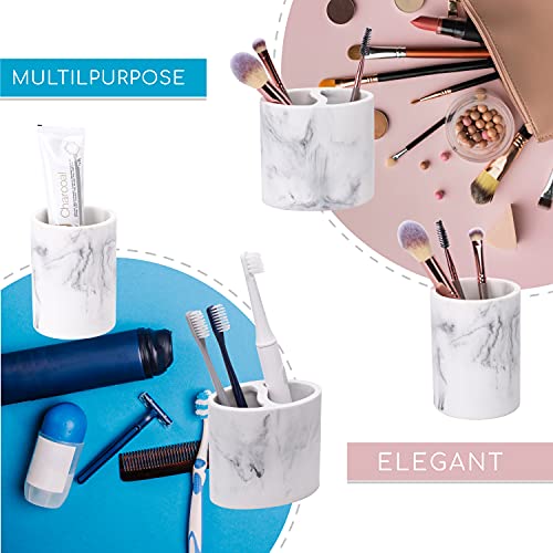 ZCCZ Bathroom Accessory Set, 4 Pcs Marble Look Bathroom Vanity Countertop Accessory Set Bathroom Décor Sets Accessories with Soap Dispenser Bathroom Toothbrush Holder Set, Bathroom Tumbler, Soap Dish