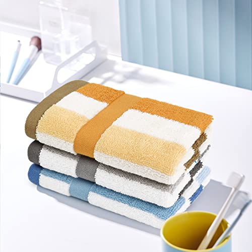 Striped Washcloths 24 Pack 6-Color Bundle - Cotton Wash Cloths for Body and Face 13 x 13 Inches