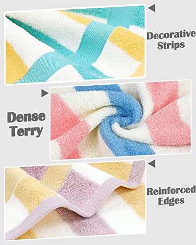 Striped Washcloths 24 Pack 6-Color Bundle - Cotton Wash Cloths for Body and Face 13 x 13 Inches