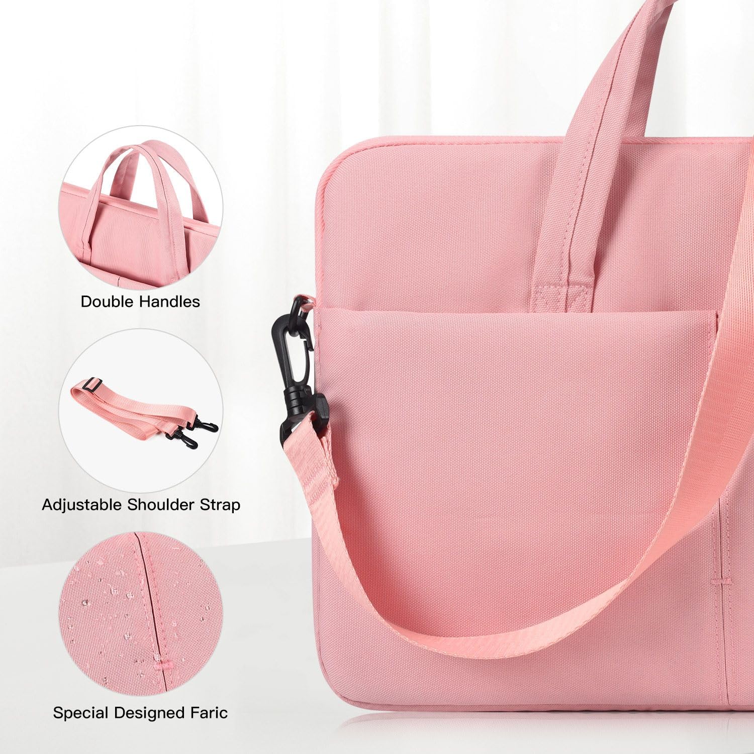 17 17.3 Inch Laptop Bag Women Men Computer Bag for HP Envy Pavilion/LG Gram/MSI/Dell Inspiron XPS/Lenovo Thinkpad/ASUS/Acer, Shoulder Strap Carrying Messenger Bag, Pink
