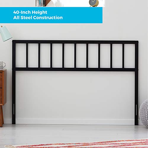 Linenspa Black Decorative Metal Steel Construction- Vertical Bar Design-40 Inches Tall Headboard, Queen