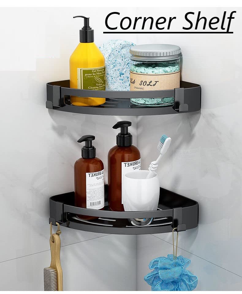 Winmien 2-Pack Corner Shower Caddy,No Drilling Wall Mounted Adhesive Bathroom Shelf,Aluminum Storage Organizer for Bathroom, Toilet, Kitchen and Dorm
