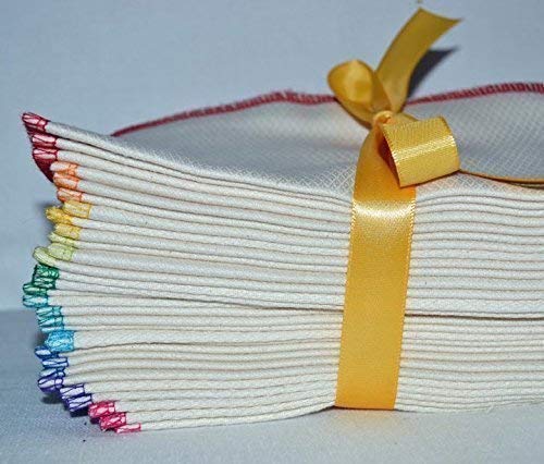 2 Ply Organic Birdseye Washable Baby Wipes 8x8 Inches Set of 20 Rainbow Assortment