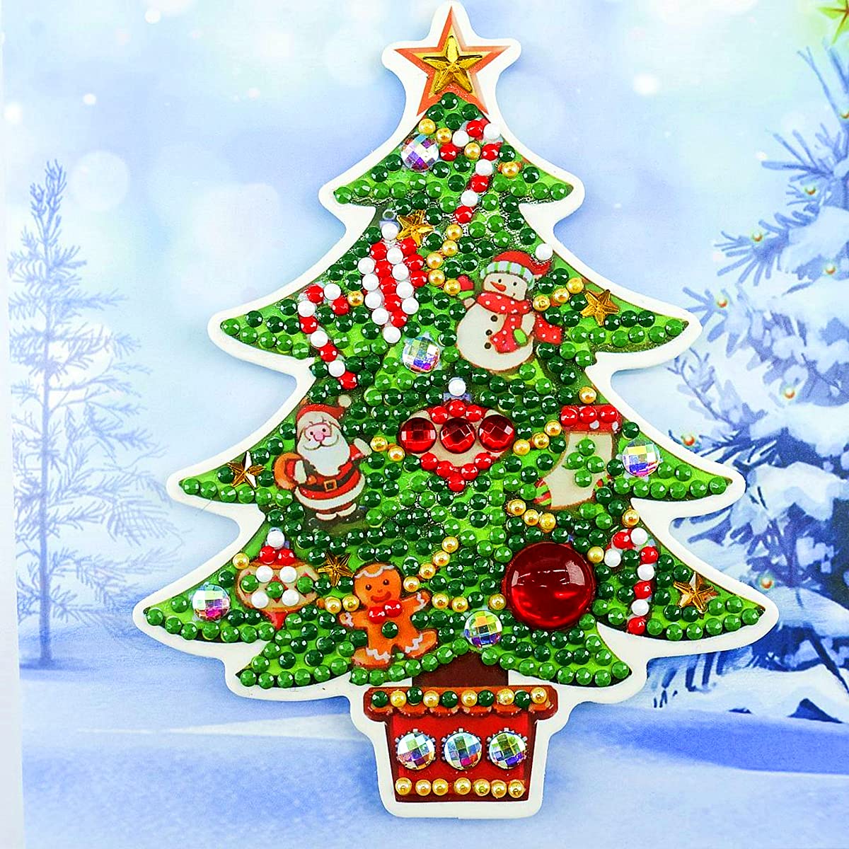 Huacan Christmas Cards 5D DIY Diamond Painting Round Drill Greeting Thank You Cards Creative 8 Packs