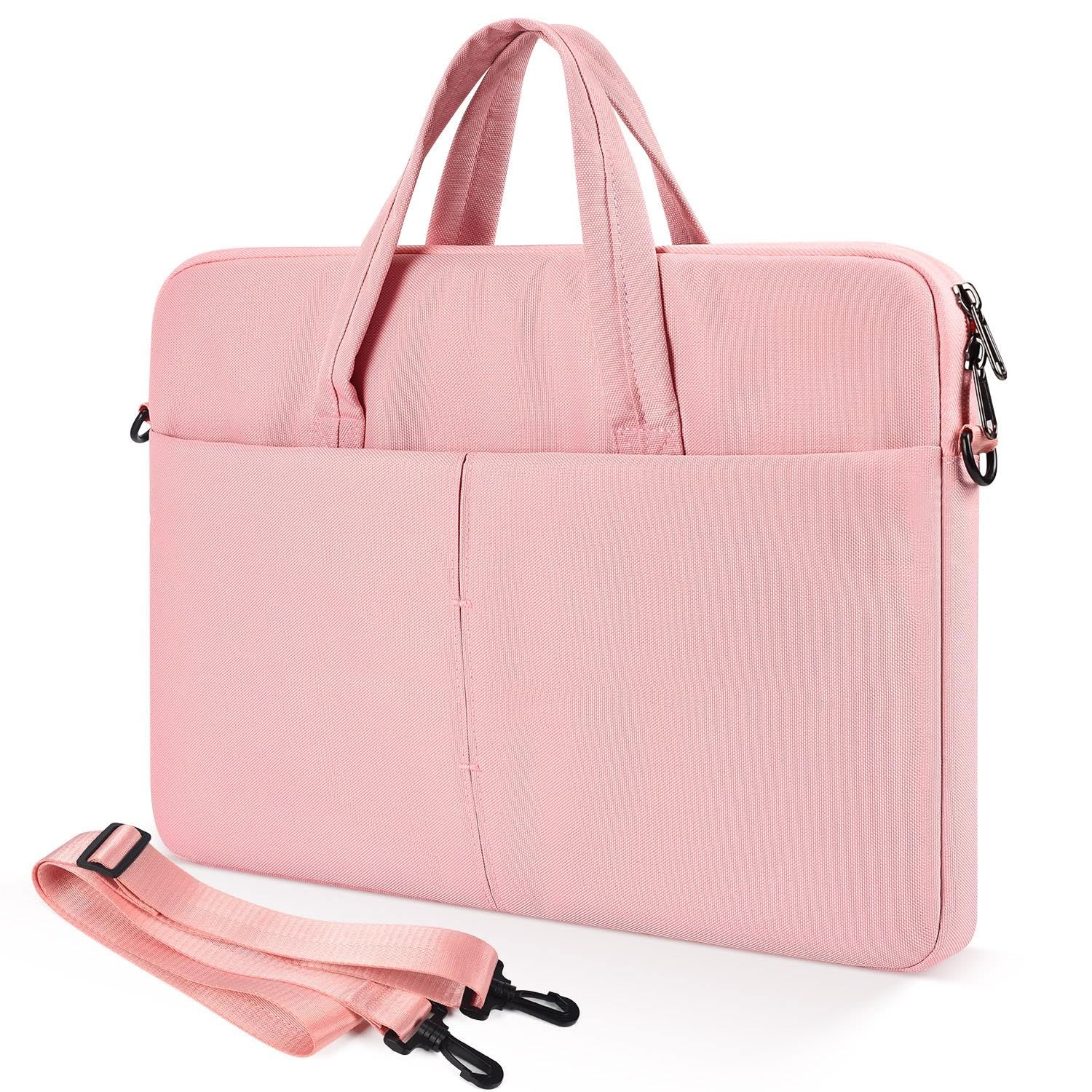 17 17.3 Inch Laptop Bag Women Men Computer Bag for HP Envy Pavilion/LG Gram/MSI/Dell Inspiron XPS/Lenovo Thinkpad/ASUS/Acer, Shoulder Strap Carrying Messenger Bag, Pink