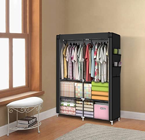 YOUUD Wardrobe Storage Closet Clothes Portable Wardrobe Storage Closet Portable Closet Organizer Portable Closets Wardrobe Closet Organizer Shelf Wardrobe Clothes Organizer Standing Closet Black