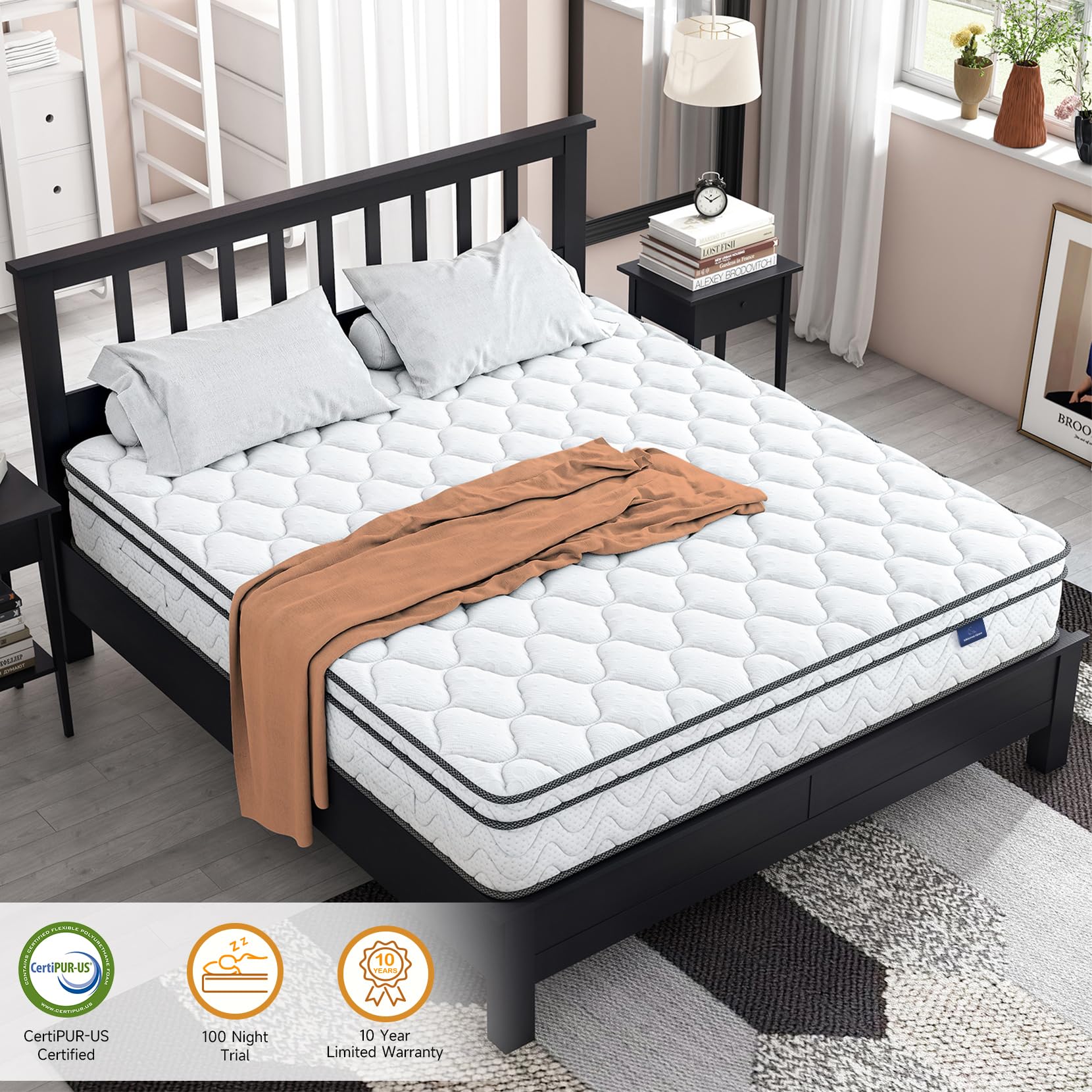 Vesgantti King Mattress, 10 Inch Hybrid King Size Mattress in a Box, King Bed Mattress with Memory Foam and Pocket Spring, Ergonomic Design & Pressure Relief, Medium Firm Feel, 76"*80"*10"