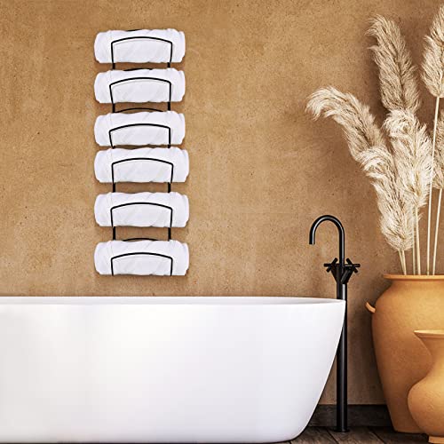Towel Rack,Towel Holder for Bathroom Wall, Wall Towel Rack for Rolled Towels Wall Mounted Storage Organizer for Towels,Robes,Wine, Yoga Mat(Black)