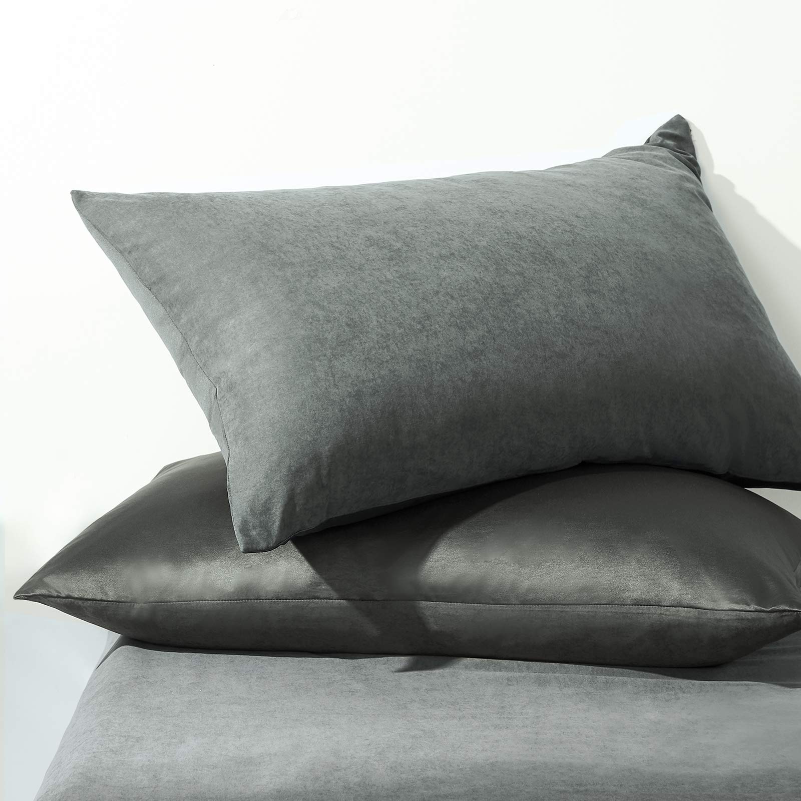 COISINI Cooling Pillowcases Set of 2 - Breathable Cool Ultra Soft Pillow Cases - Organic Natural Silky Material, Moisture Wicking(Light Grey, Standard Size 20x26 inches)
