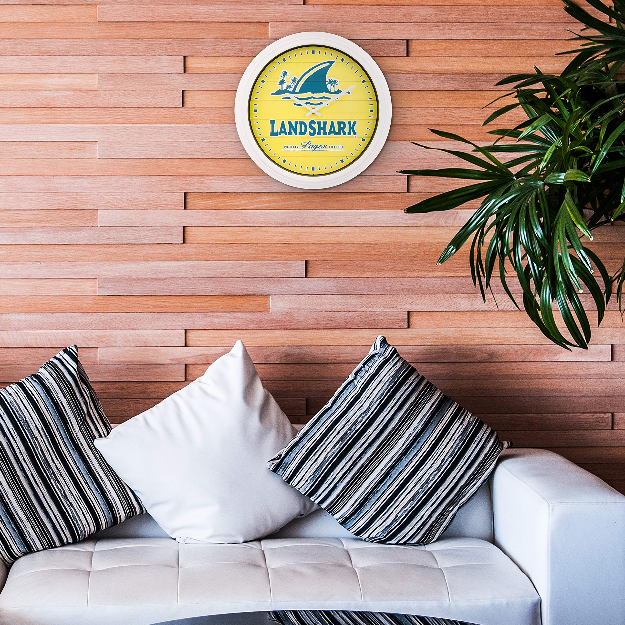 La Crosse Technology 433-3841LS 15.75 Inch Landshark Indoor/Outdoor Analog Wall Clock, White