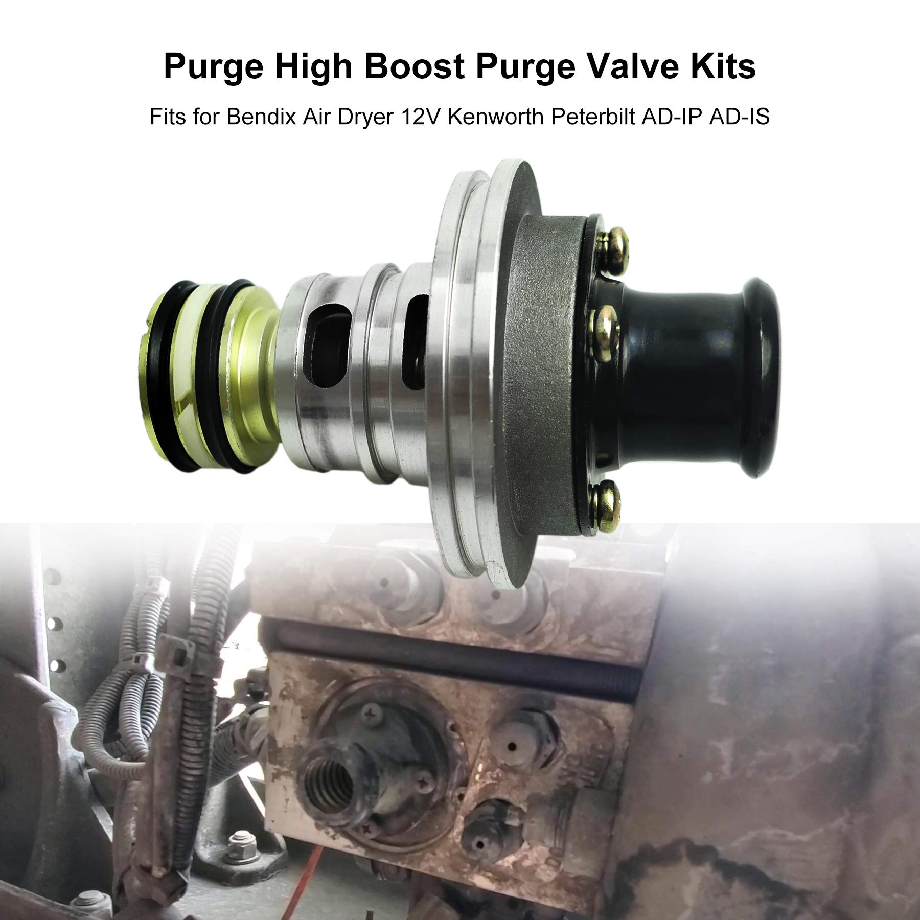 Purge High Boost Purge Valve Kits with Gasket Fits for Bendix Air Dryer 12V Kenworth Peterbilt AD-IP AD-IS Replace 801266 065612 K022105 Set Silicone Grease