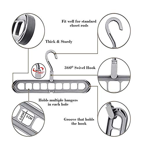 Magic Space Saving Closet Hanger Foldable Non Slip Clothes Hangers 360 Degrees Rotation (Pack of 4) (Beige)