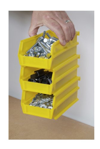 Triton Products 3-220Y LocBin Stacking, Hanging, Interlocking Polypropylene Bins 7-3/8-Inch L by 4-1/8-Inch W by 3-Inch H Yellow 24 CT