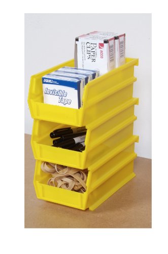 Triton Products 3-220Y LocBin Stacking, Hanging, Interlocking Polypropylene Bins 7-3/8-Inch L by 4-1/8-Inch W by 3-Inch H Yellow 24 CT