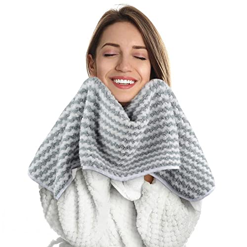 KinHwa Microfiber Hand Towels for Bathroom Super Soft Hand Towel Absorbent Striped Bathroom Hand Towels for Spa Face Gym Sports 16inch x 30inch 4 Pack Greyish-Green