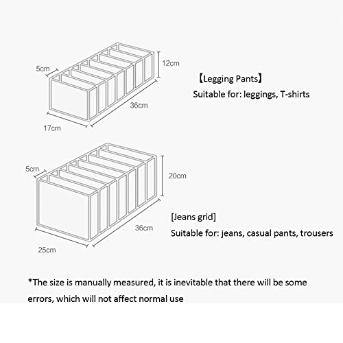 funluck Drawer Organizer for Clothes Jeans Compartment Storage Box Wardrobe Closet Organizers Storage Baskets Foldable Easy to Clean Save Space Clothes Drawer Mesh for Bedroom (2Gy,7grids-M)