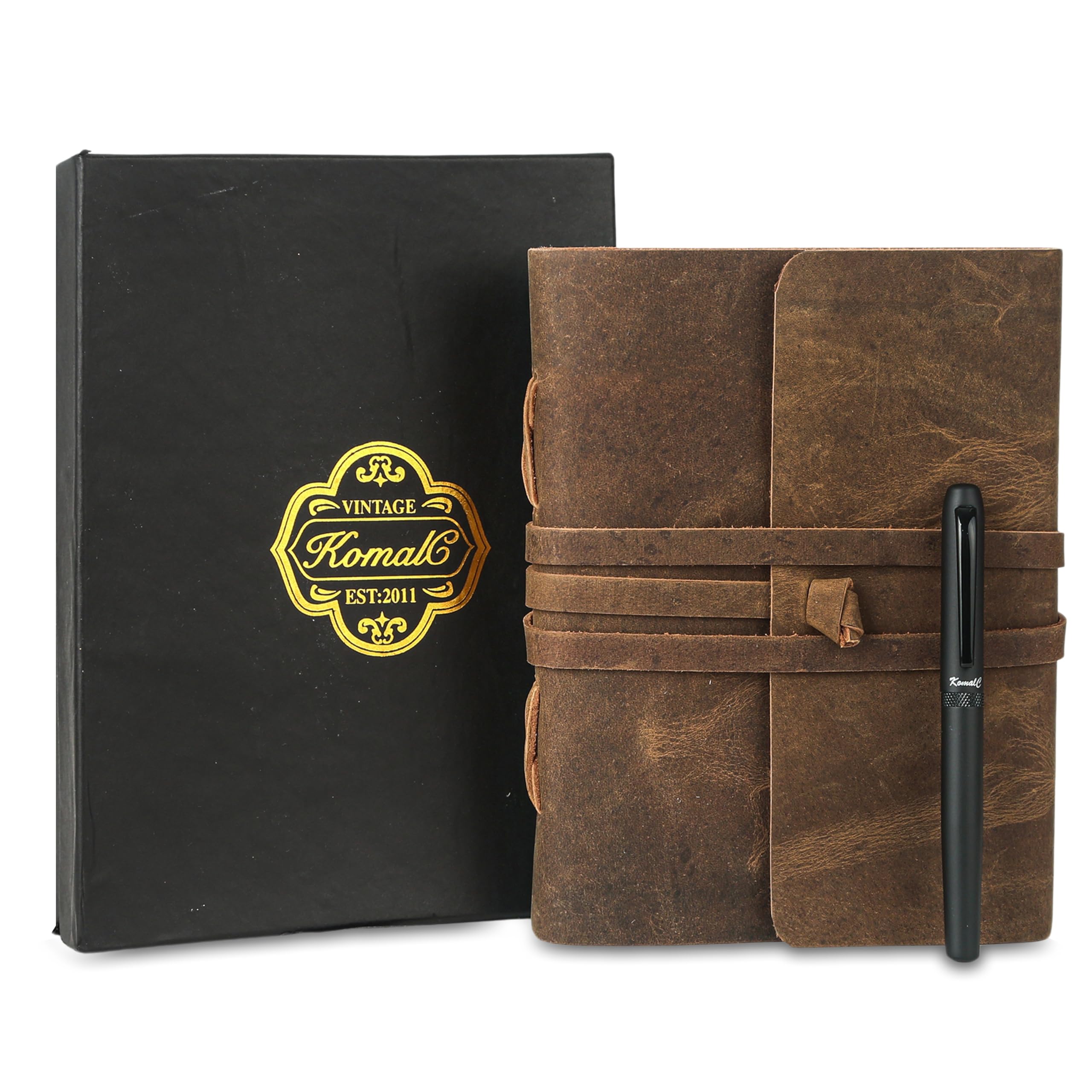 Leather Journal Lined Paper with luxury pen Handmade Leather Journal/Writing Notebook Diary/Bound Daily Notepad for Men & Women Medium, Writing pad for Artist, Sketch (8 X 6)