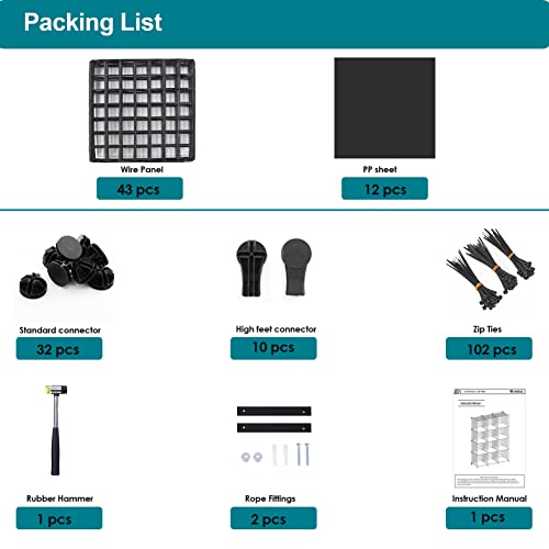 ANWBROAD Wire Cube Storage Organizer, 12 Cube Metal Grid, Wire Shelves Organizer, C grids panels, Stackable Modular Bookshelf, Ideal for Bedroom Living Room Office 11.8β x 11.8β Black ULWT012B