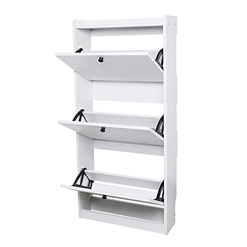 AKaSping White Shoe Rack 3 Tier Wooden Shoe Rack Organizer Vertical Large-Capacity Shoe Storage Rack Sturdy Shoe Rack for Closet Entryway Bedroom Home Door