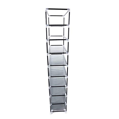 WINGOOD Room-Saving 9 Lattices 10 Tiers Non-Woven Fabric Shoe Rack Shoes Organizer (Coffee)