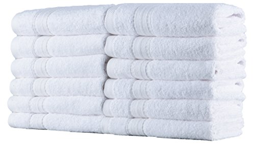 LUNASIDUS Bergamo, Luxury Hotel/Spa Washcloths, 100 Percent Turkish Cotton, Set of 12, 700 GSM, Made in Turkey, White
