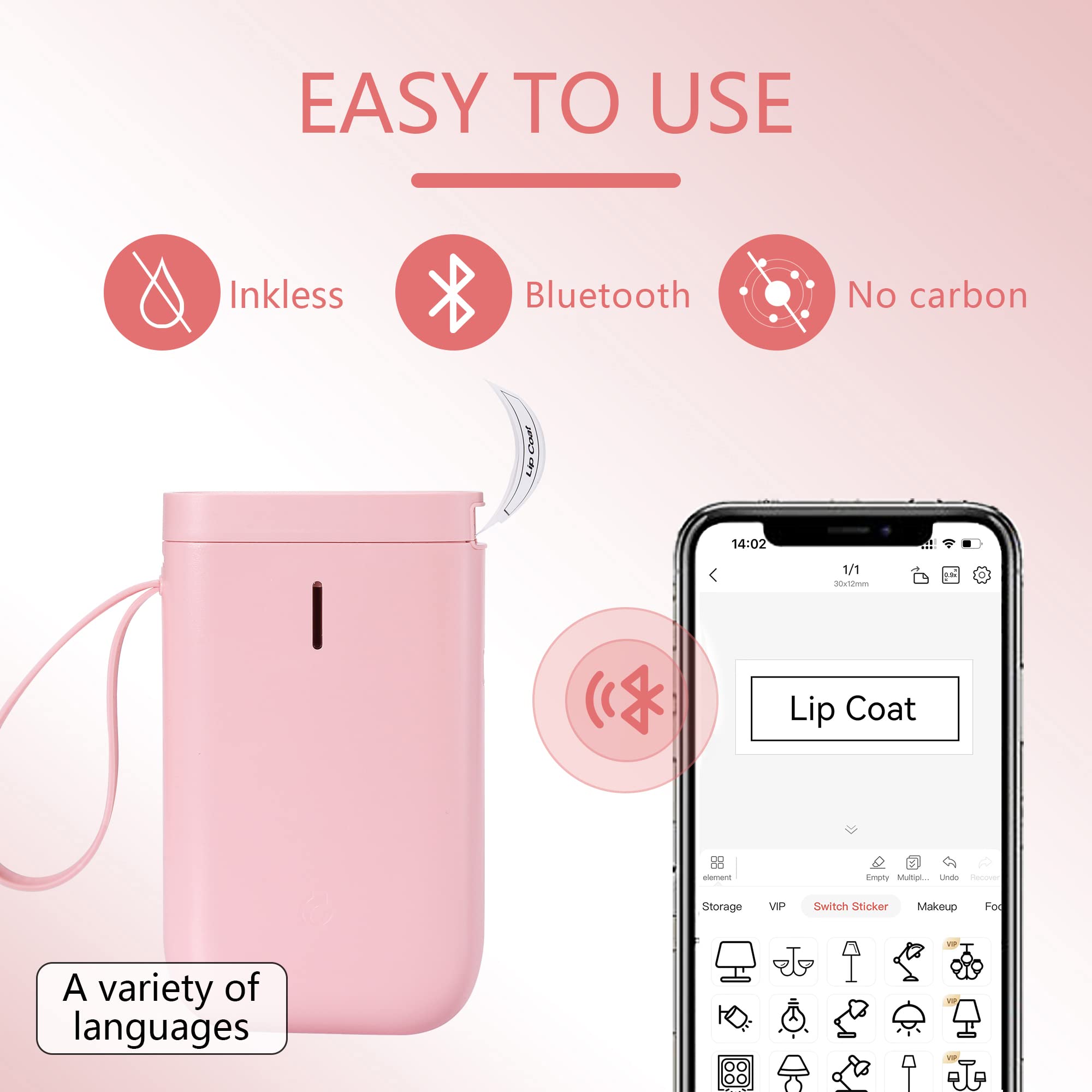 NIIMBOT Label Maker Machine with Tape, D11 Wireless Bluetooth Connection Portable Printer Mini Label Makers with Multiple Templates Easy to Use Office Home Organization USB Rechargeable