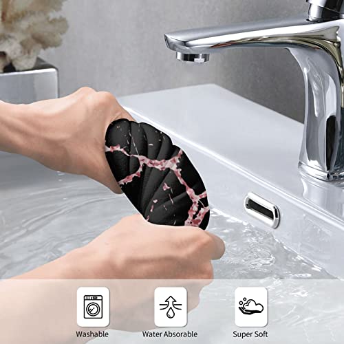 Hand Towel Marble Black Rose Gold for Bathroom Kitchen Microfiber Fingertip Bath Towels 12 x 27.5 Inch Soft Decorative Home Hotel Gym Laundry Room