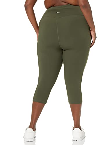 Amazon Essentials Women's Active Sculpt Workout Athleisure High Rise Capri Leggings (Available in Plus Size), Olive, XX-Large