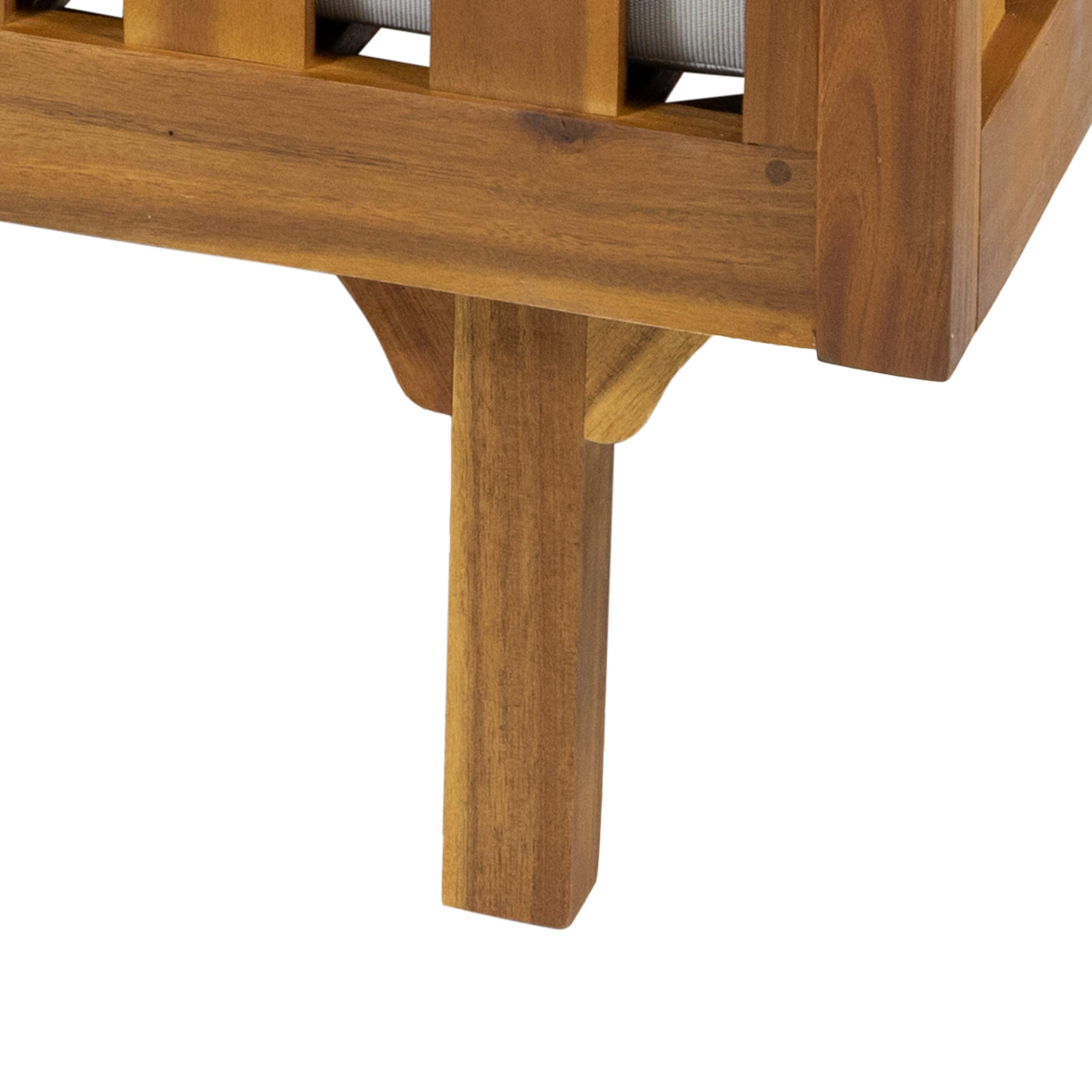 Christopher Knight Home Tina Outdoor 3 Seater Acacia Wood Daybed, Teak Finish, Light Grey