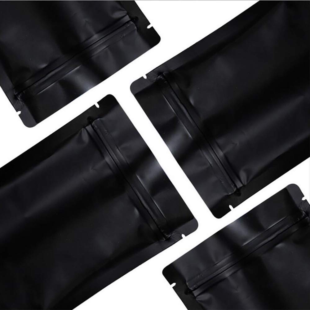 100 Pack Smell Proof Mylar Bags - 4 x 6 Inches Resealable Stand Up Ziplock Bags Food Storage Foil Pouch Matte Black