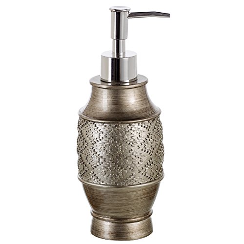 Creative Scents Decorative Bathroom Accessories Set Brushed Silver - 4 Piece Bathroom Set Includes: Soap Dispenser, Toothbrush Holder, Soap Dish and Tumbler, in Beautiful Gift Box (Dublin)