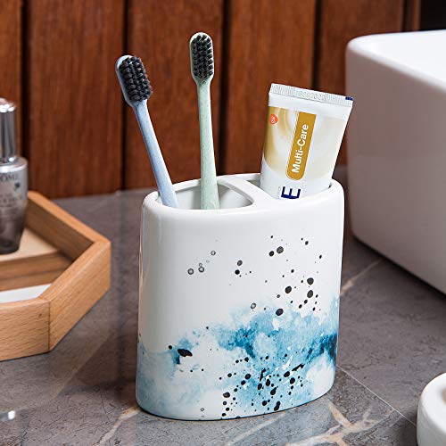 Ceramic 4-Piece Bathroom Accessories Set Complete Hand Paint Bath Countertop Accessory Soap Dispenser Set