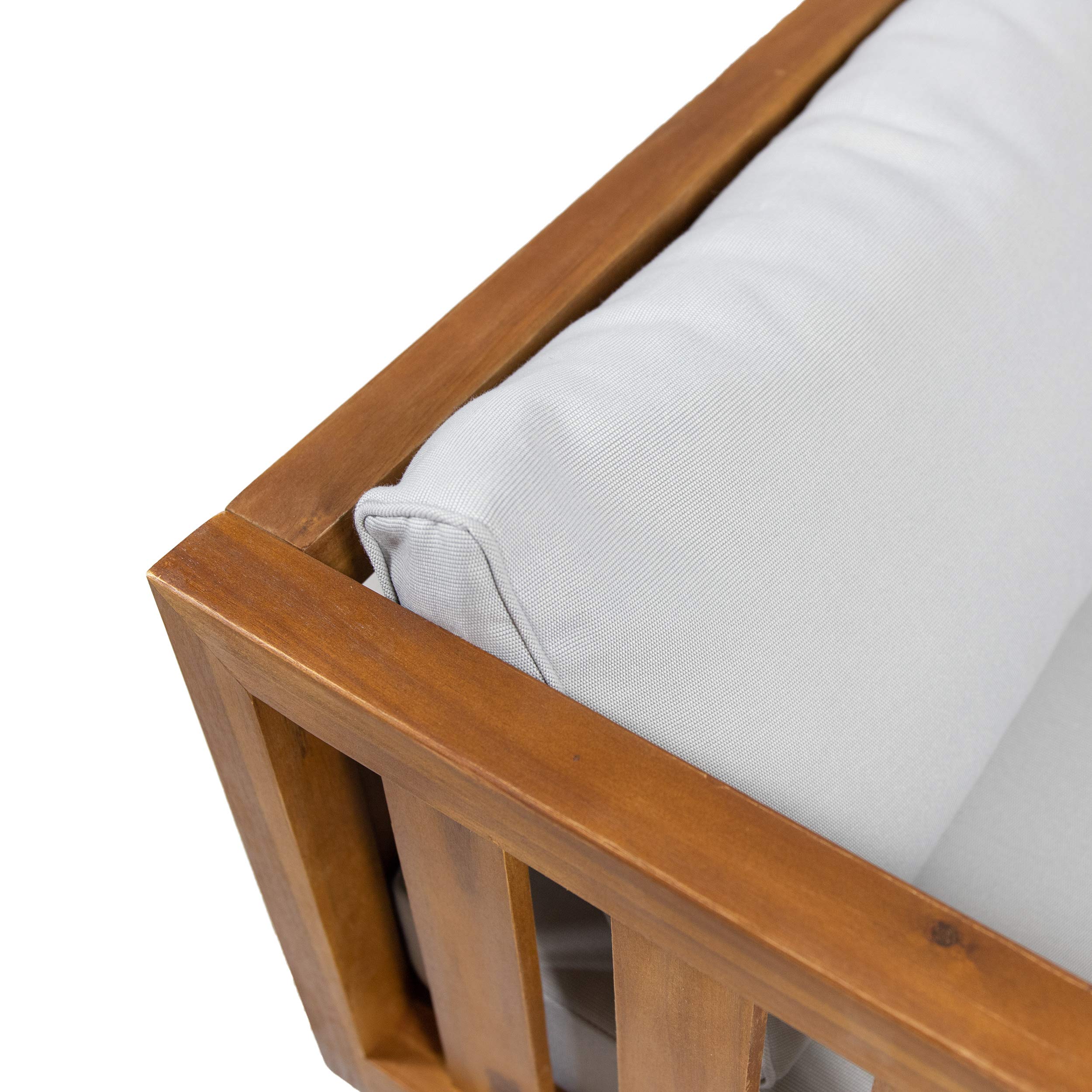 Christopher Knight Home Tina Outdoor 3 Seater Acacia Wood Daybed, Teak Finish, Light Grey