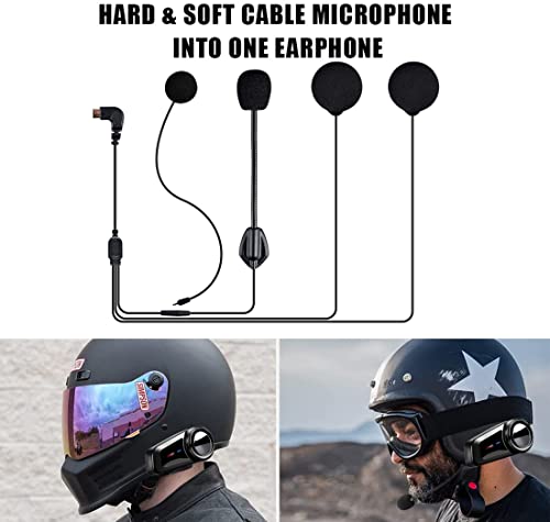 QSPORTPEAK Motorcycle Helmet Bluetooth Intercom Headset Communication Systems Kit, M2 Full Duplex 6 Riders Group Helmet Intercom/FM Radio/Voice Prompt/MP3/GPS Connective/Range 1000m/IP67 Waterproof