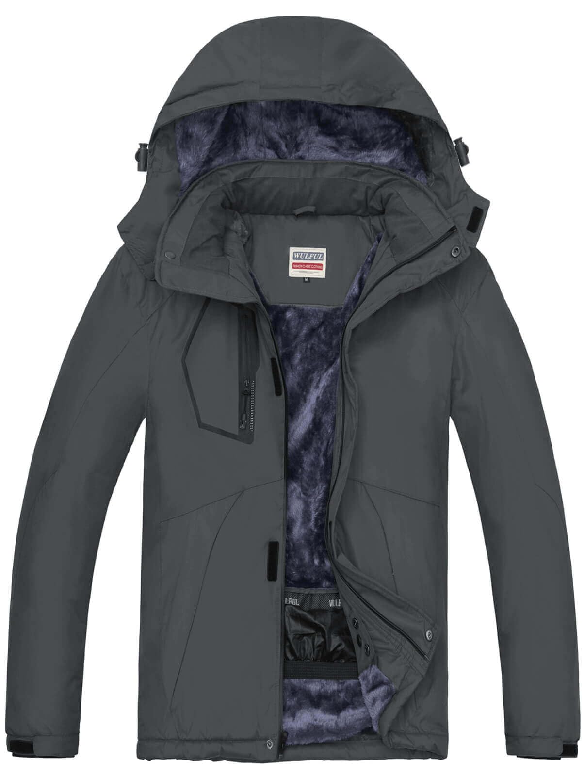 WULFUL Men's Waterproof Ski Jacket Warm Winter Snow Coat Mountain Windbreaker Hooded Raincoat