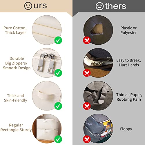 CHICVIE Canvas Comforters Bags Closet Organizers and Storage for Quilts Clothes Organization Containers Bins with Sturdy Zipper, Clear Window 75L for Sweaters Blankets Storage Bedroom Collapsible