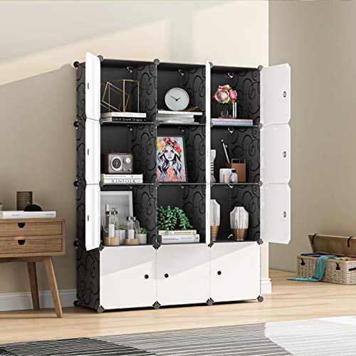 KOUSI Large Cube Storage -(12 Cubes) Organizer Shelves Clothes Dresser Closet Storage Organizer Cabinet Shelving Bookshelf Toy Organizer (42"x18"x56")